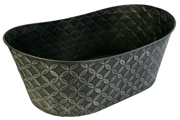 17" Metal Planter w/Embossed Designs | Floral Containers & Baskets