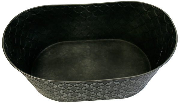 17" Metal Planter w/Embossed Designs | Floral Containers & Baskets