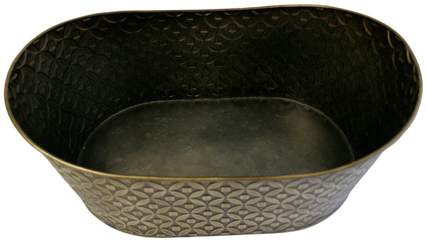 17" Gold Metal w/Embossed Designs | Floral Containers & Baskets