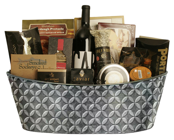 17" Metal Planter w/Embossed Designs | Floral Containers & Baskets