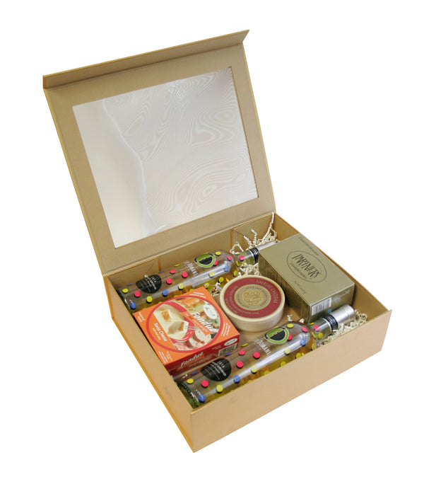 Gold Paperboard Box w/Double Wine Compartment | Gift Boxes